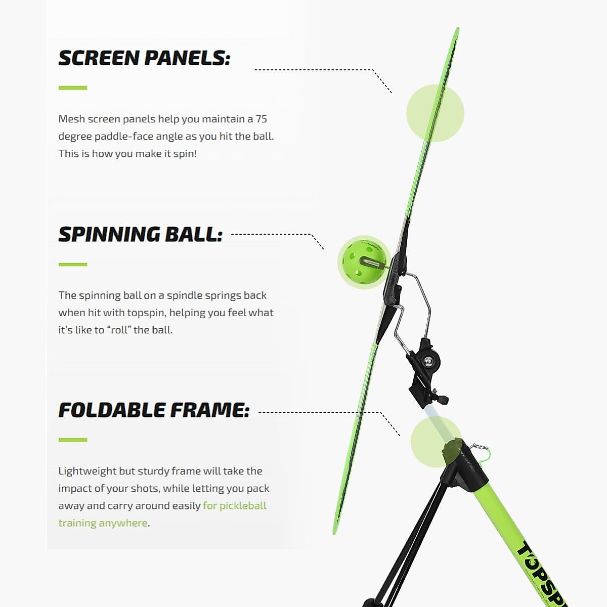 The TopspinPro for Pickleball - Training Aid, Learn Topspin in 2 Minutes a Day