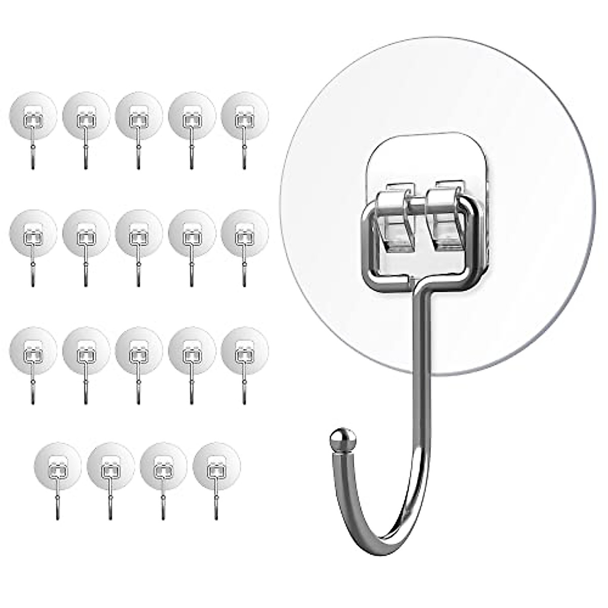 NetCan Adhesive Hooks for Hanging, 22 lbs Heavy Duty Self Adhesive Wall Hooks(Large Size), Sticky Wall Hangers Without Nails for Ceiling Bathroom Kitchen Door(12 Pack)