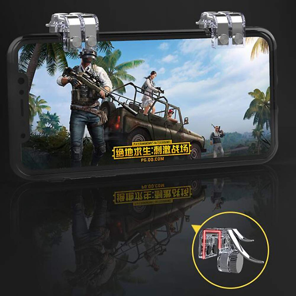 COONLINE 4PCS PUBG Trigger Mobile Game Triggers Cell Phone Game Controller Gamepad Sensitive Shoot and Aim Buttons Shooter Handgrip for Joystick Fire Button - 2 Pair(L1R1)