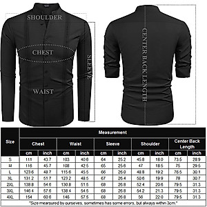 COOFANDY Men's Cuban Guayabera Shirt Long Sleeve Linen Cotton Shirt Hippie Beach Button Down Casual Shirts Black