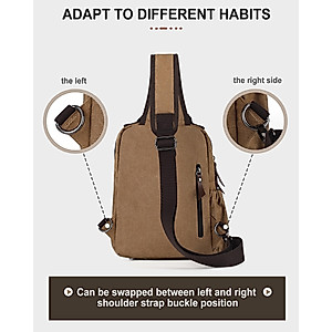 Messenger Bag for Men Small Sling Crossbody Backpack for Men Women Canvas Strap Backpack for Working Hiking Cycling Travel, Khaki