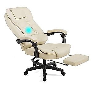 WYKDD High-Back Leather Executive Office/Computer Chair with Arms - Ergonomic Swivel Chair (Color : Black)