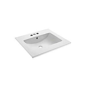 Swiss Madison Well Made Forever SM-VT324-3 Ceramic Vanity Top Sink 24" with Three Faucet Holes, Glossy White