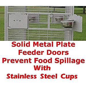 4 Size, Castle PlayTop Parrot Cage for Large Macaws Cockatoos African Grey Amazon (40" x 30" x 72"H White Vein)