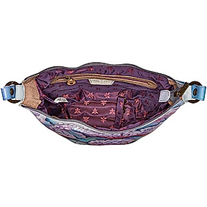 Anuschka Women’s Hand Painted Genuine Leather Classic Ruched Hobo - Hypnotic Hydrangeas