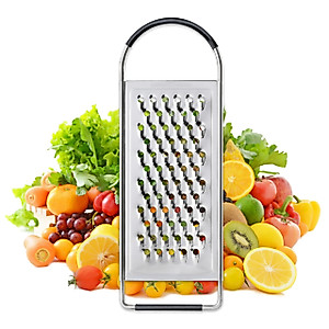 Cheese Grater Handheld, HIA Flat Coarse Stainless Steel Graters for Kitchen, Food Grater with Anti-Slip Handle, Perfect for Potato, Vegetable, Butter, Parmesan Cheese