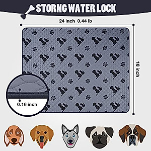 JUMEIHUI Washable Pee Pads for Dogs, Reusable Pee Pads for Dogs Non Slip,Pet Supplies Dog Pee Pads Extra Large,Playpen,Indoor 18X24（Pack of 2）