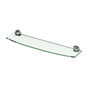 Gatco 4686 Channel Glass Shelf, Chrome/Wall Mounted 20.13" X 5.25" Curved Tempered Glass Shelf for Bathroom