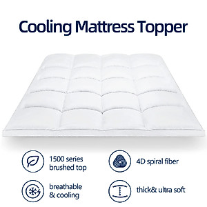 Mattress Topper Full for Back Pain, Extra Thick Mattress Pad Cover, Plush Pillow Top, Deep Elastic Pocket, White