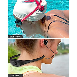 Tayogo Waterproof Mp3 Player for Swimming, IPX8 8GB Swimming Headset, Silicone Coated Waterproof Music Player, 20H Playing time, Underwater Mp3 Player Perfect for Swimming (Black（2nd Generation）)