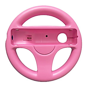 Jadebones 3 Pack Racing Steering Wheel for Wii and Wii U Remote Controller(Black+White+Pink)