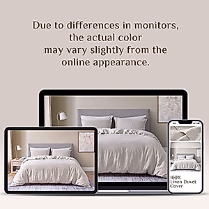 DAPU 100% Linen Duvet Cover Set - Pure Natural French Flax Linen with 8 Corner Ties and Zipper Closure Soft Breathable Durable for Hot Sleepers 1 Duvet Cover 2 Pillowcases (Natural Linen, Queen/Full)