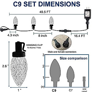 Dazzle Bright 5.5 Inch 50 Pack Christmas Light C9 Stakes + 50 LED 33 FT C9 Christmas String Lights