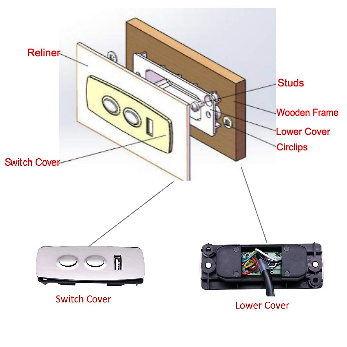 Okin 2 Button 5 Pin Lift Chair or Power Recliner Hand Control with USB, Recliner Replacement Parts Limoss Lazboy Pride Catnapper etc.