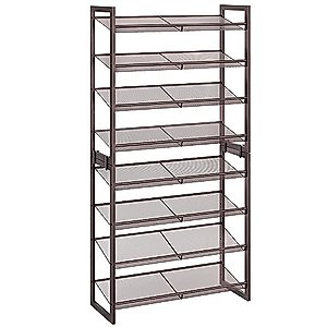 HOOBRO Metal Shoe Rack, 8 Tier Shoe Rack for Closet, Holds 24-32 Pairs of Shoes, 29.5" W x 11.6" D x 63" H, Stackable, for Entryway, Hallway, Living Room Bronze AB82XJP201