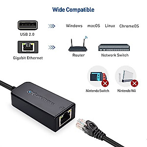 Cable Matters Plug & Play USB to Ethernet Adapter with PXE, MAC Address Clone Support (Ethernet to USB 2.0 Adapter, Ethernet Adapter for Laptop) Supporting 10/100 Mbps Ethernet Network in Black