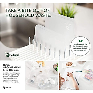 Viturio Reusable Food Storage Bags – 20 BPA-Free Leakproof Ziplock Bags Made of Recyclable, Food Grade, Extra-Thick PEVA Plastic – 10 Medium Sandwich Bags and 10 Small Snack Bags