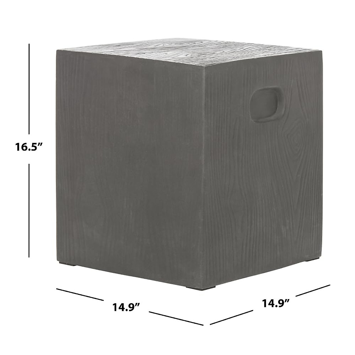 SAFAVIEH Outdoor Collection Cube Modern Dark Grey Concrete Accent Table (Fully Assembled)