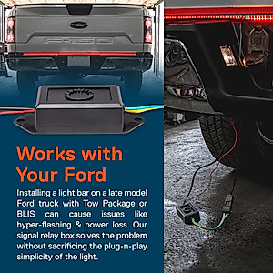TRUE MODS 60" LED Tailgate Light Bar + Signal Relay Box [Ford F-150 F-250 F-350 Super-Duty till 2018] [Sequential Turn Signal] [Tail & Reverse Light] for Pick-Up Trucks with Tow Package & BLIS