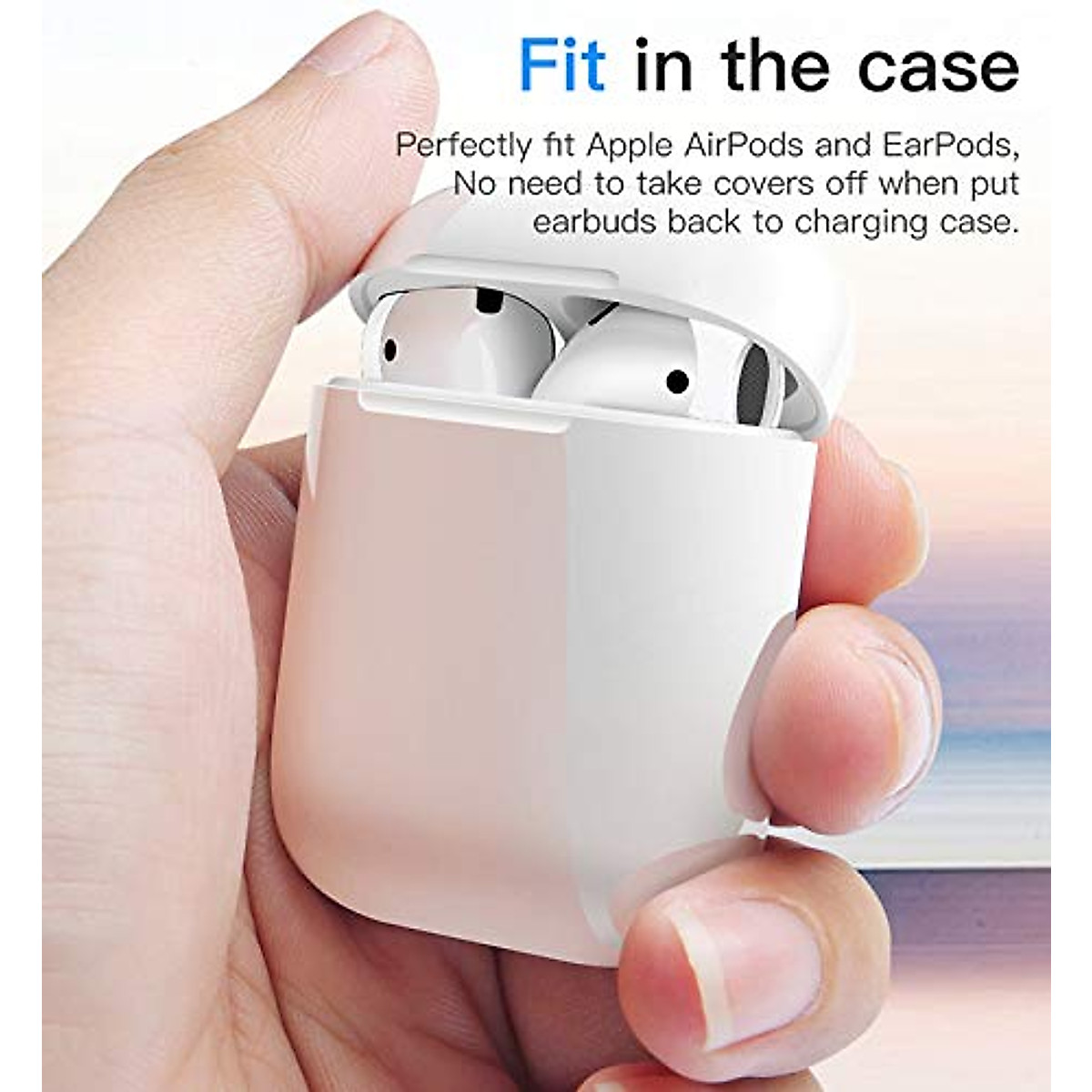 DamonLight (Fit in The case) Airpods Earpods Covers Anti-Slip Silicone Soft Sport Covers Accessories for AirPods Earbud AirPods Ear Tips 2 Pairs (White)