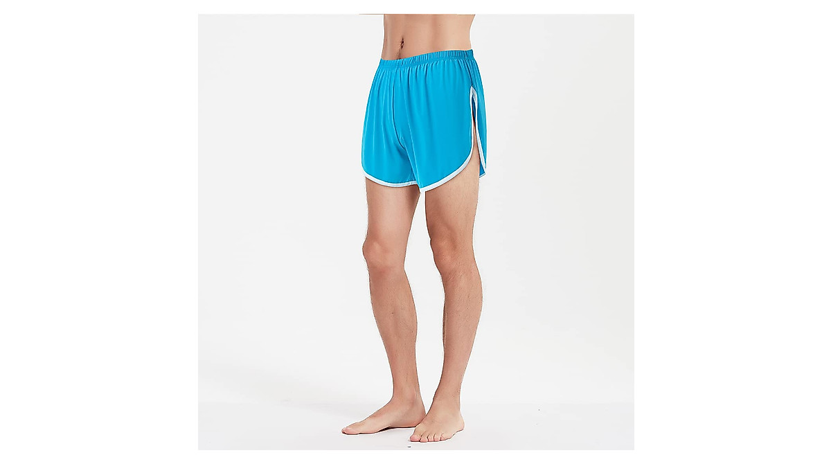 ZONBAILON Mens Split Side Running Shorts - Sexy No Liner Boxer Trunks