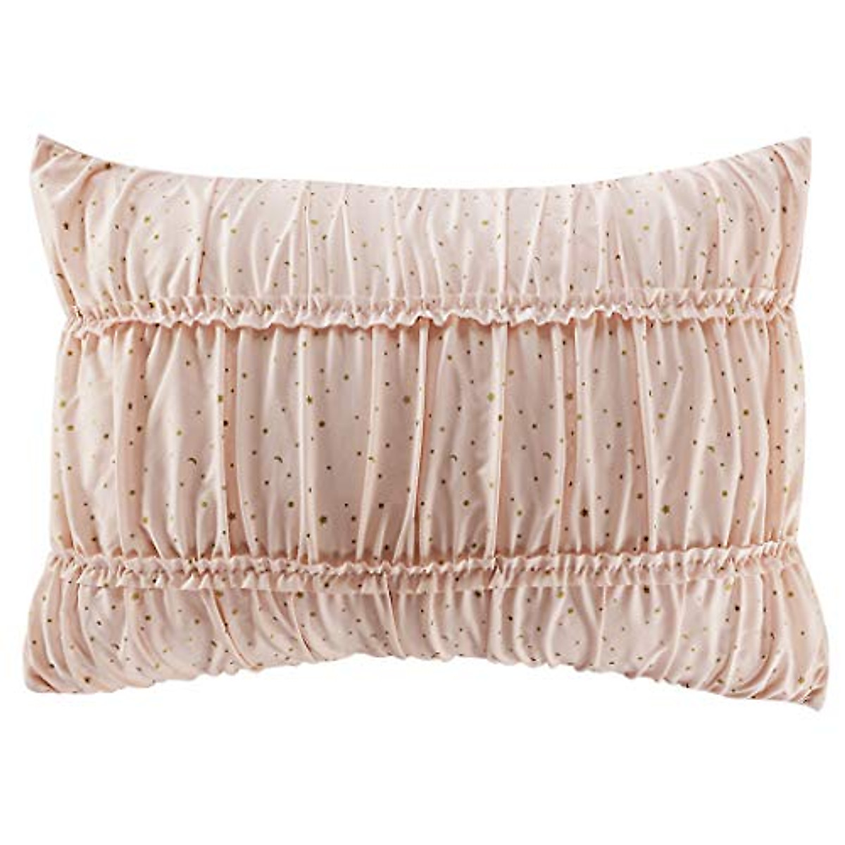 Mytex Celestial Princess Pretty 5-Piece Comforter set with gold metallic foil, Smocked texture, Girls, Teen bedding, Stars and Moons, Two Twinkling Decorative Pillows, Shabby Chic, Blush Pink, Full