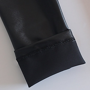 Messy Code Baby Black Pants Faux Leather Leggings for Toddlers Black XL(3-4Y)