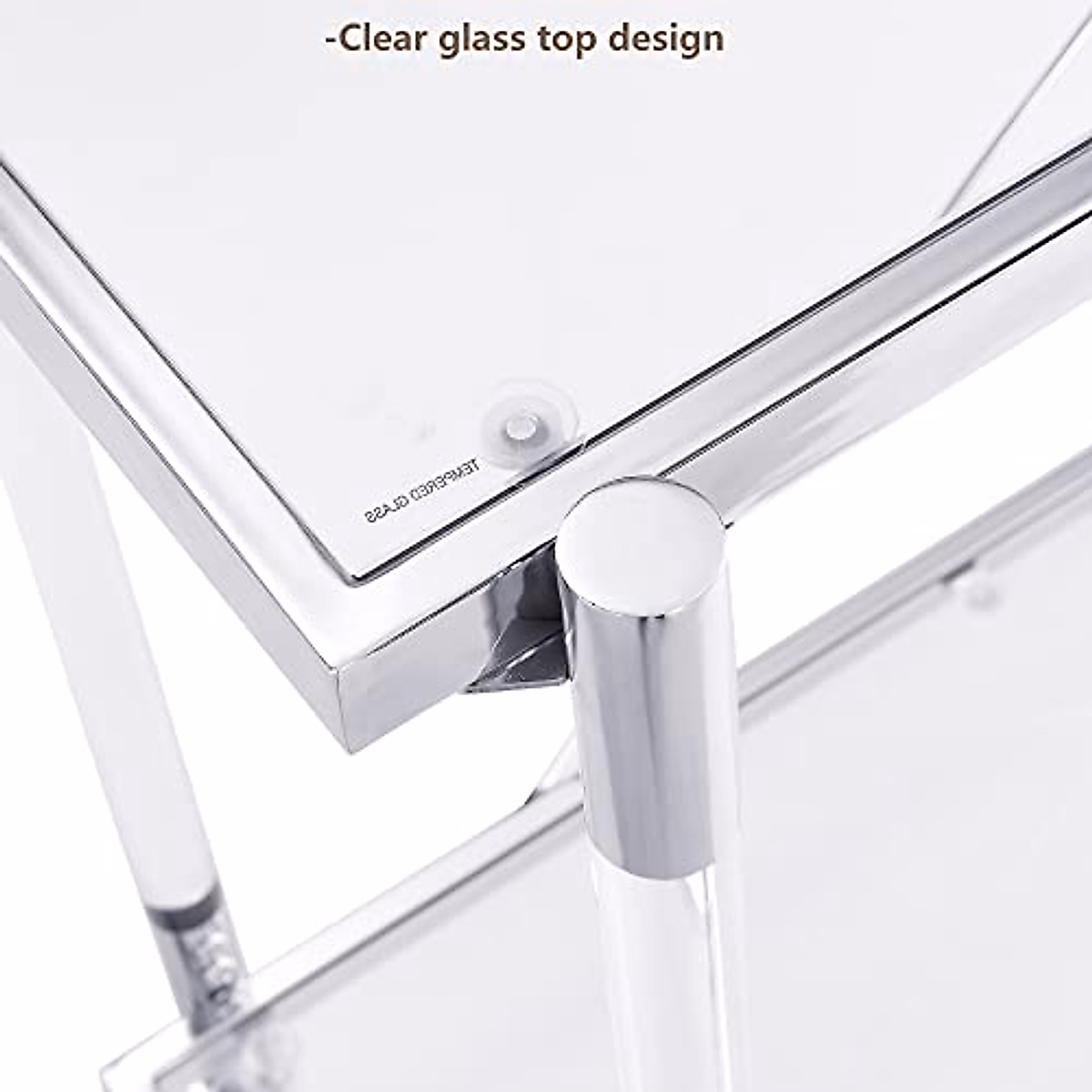 Sybrioka Glass Console Tables for Entryway, Acrylic Chrome Silver Sofa Side Table Metal Leg, Long Narrow Entryway Table for Small Space Hallway Living Room (Silver, Entryway Table)