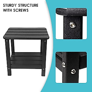 realife Outdoor Adirondack Side Table, Rectangular End Table for Patio, Garden, Porch and Indoor, Black