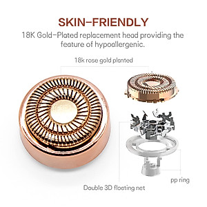 4 Count Facial Hair Remover Replacement Heads with 1 Cleaning Brush, for Flawless Finishing Touch Facial Hair Removal Tool for Women