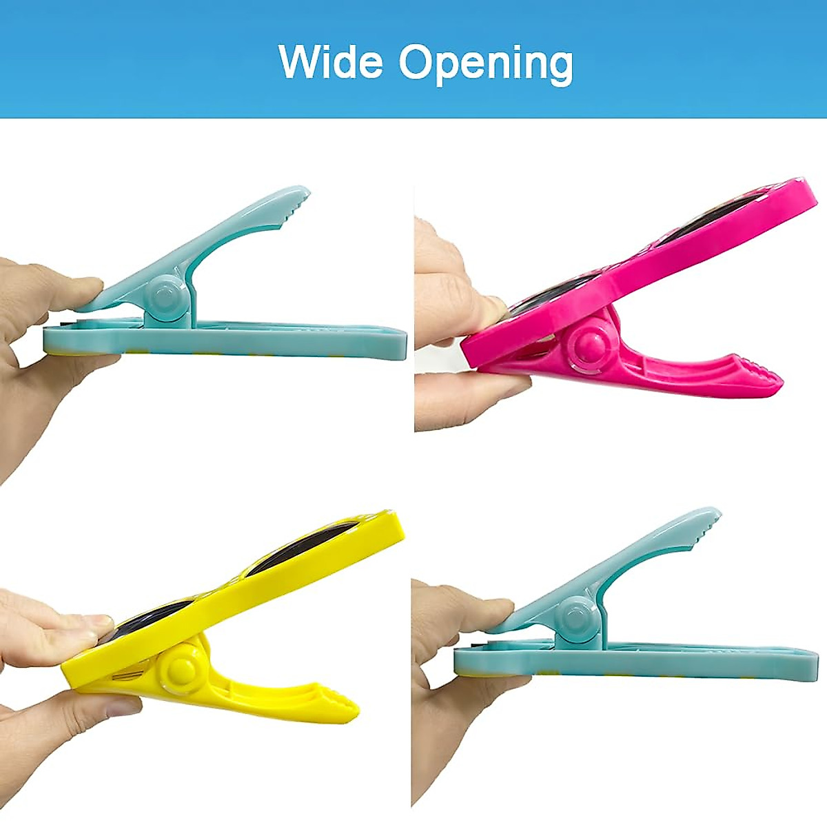 Kirmoo 4 Pieces Beach Towel Clips for Beach Pool & Cruise Chairs Cocktail Sunglasses,Plastic Clothes Pins Beach Towel Holders Secure Clips Set of 4 (Cocktail and Sunglasses)