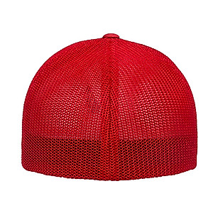 1973-77 Ford F100 Pickup Truck Outline Design Flexfit Trucker Mesh Fitted Cap red