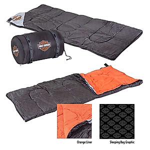 Harley-Davidson Bar & Shield Custom Sleeping Bag, Black & Orange HDL-10016