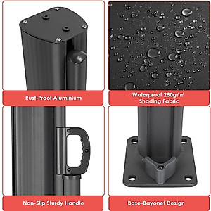 Retractable Side Screen Awning, UV Resistant, Waterproof, Patio Privacy Screen for Garden, Balcony, Courtyard(Dark Grey), 118.1" x 70.9"