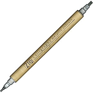 Kuretake Zig Memory System Twin Marker, Writer Metallic Colors, Silver (MS-8400-102)