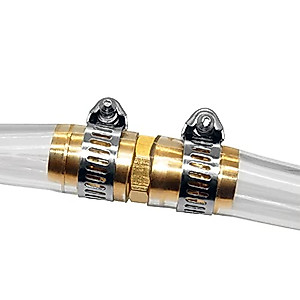 Fitvell 8 Pieces 1/2 Inch Garden Hose Repair Mender Brass Water Hose Repair Kit Fitting Conectors Splicer With 16 Pieces Stainless Clamp