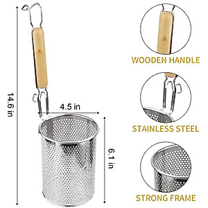MyLifeUNIT Pasta Strainer, 2 Pack Stainless Steel Mesh Spider Strainer for Pasta, Noodle, Dumpling (4.54"D x 6.1"H)
