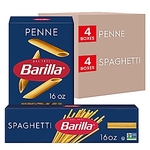 Barilla Penne Pasta & Spaghetti Pasta Variety Pack, 16 oz. Boxes (Pack of 8) - Non-GMO Pasta Made with Durum Wheat Semolina - Kosher Certified Pasta