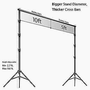LimoStudio 10 x 9.6 feet Large and Heavy Duty Backdrop Stand with Elastic String Clip, Crossbar Ring Clip, Spring Clamp, Background Support System Kit for Photography, Events, AGG3002