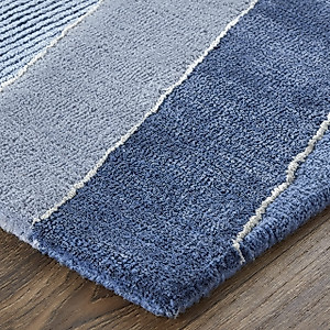 Feizy Rugs - Nash Tufted Graphic Wool Rug, Navy Blue/Opal Gray, 10ft x 14ft Area Rug