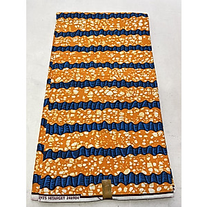 Sugar Cane Design African Guaranteed Wax Block Prints Fabric/African Ankara Wrapper Fabric Wax Fabrics /-Sell by 6 Yards-100% Cotton-for Dresses- Tangerine-Orange, Royal-Blue, White