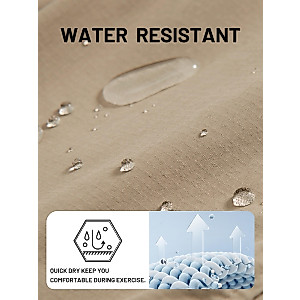 TACVASEN Men's Quick-Dry Pants Water-Resistant 8 Pockets Ripstop Hiking Pants Khaki, 32