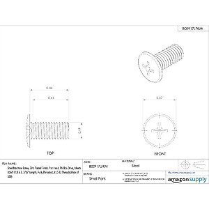 Small Parts Steel Machine Screw, Zinc Plated Finish, Pan Head, Phillips Drive, Meets ASME B18.6.3, 3/16" Length, Fully Threaded, #8-32 UNC Threads (Pack of 100)