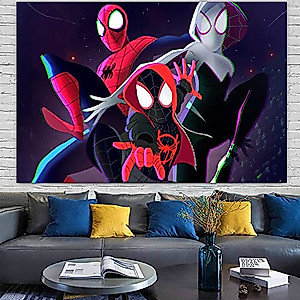 Spider Hero Party Background Miles Morales Parallel Universe Childrens Birthday Party Photo Backdrop Background Baby Shower Photography Banner Decoration 5X3FT