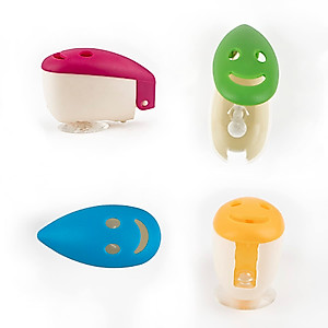 AUEAR, 8 Pack Happy Face Toothbrush Head Cover Cap with Suction Cup Cute Portable Protective Covers Case for Home Travel Outdoor Camping 4 Colors