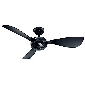 Stargazer Indoor/Outdoor 3-Blade Smart Ceiling Fan 52in Gloss Black with 3000K LED Light Kit and Wall Control works with iOS/Android, Alexa, Google Assistant, Samsung SmartThings, and Ecobee
