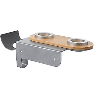 MyGift Wall Mounted Solid Beech Wood 6-in-1 Hair Dryer Storage Holder for Dyson Supersonic Hair Dryer with Stainless Steel Hook and Magnetic Rings for Hair Dryer, Diffuser, 3 Nozzles, and Power Plug