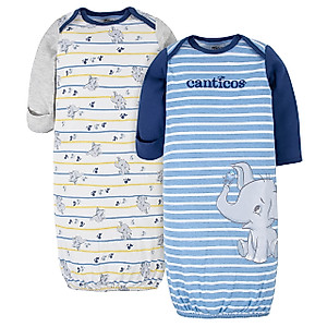 Canticos Unisex-Baby Boys' 2-Pack Gowns, Blue, 0-6 Months