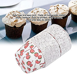 100PCS Mini Cupcake Liners Polka Dots/Stars Baking Paper Cups, Muffin Cases, Making Cake Balls, Muffins, Cupcakes, Candies, for Birthday Holiday Party Wedding(Strawberry)