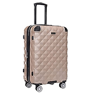 Kenneth Cole REACTION Diamond Tower Collection Lightweight Hardside Expandable 8-Wheel Spinner Travel Luggage, Rose Champagne, 24-Inch Checked